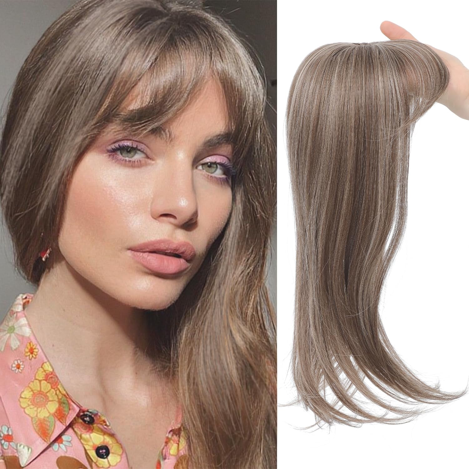 UKLL-Hair Topper Clip in Bangs, 18 Inch 3D 360° Cover Hair Toppers for ...