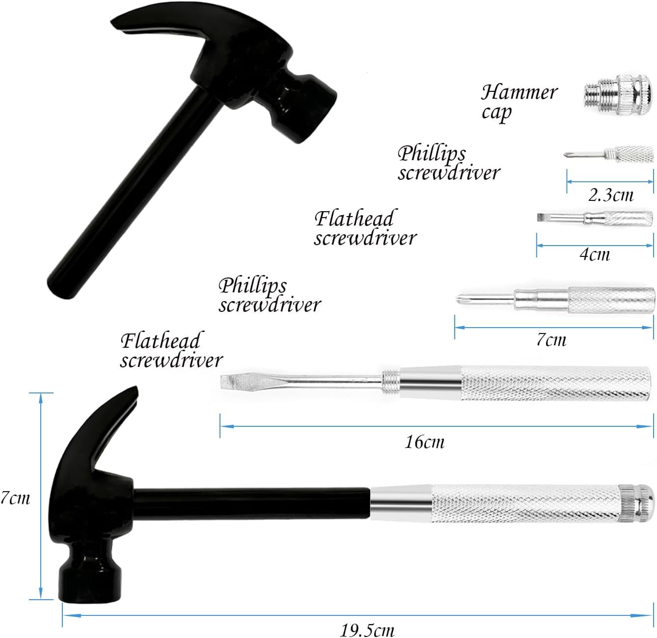 UKLL-Hammer & Screwdriver 6 in 1 Multifunction Small Hammer, Multitool ...