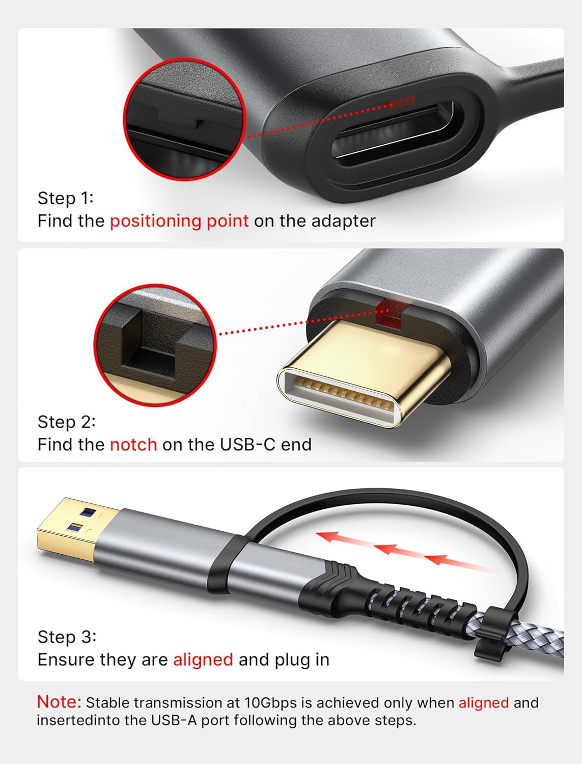 UKLL-Hard Drive Cable 20Gbps [2 Pack, 1.6FT], Micro B to USB C/A Cord ...
