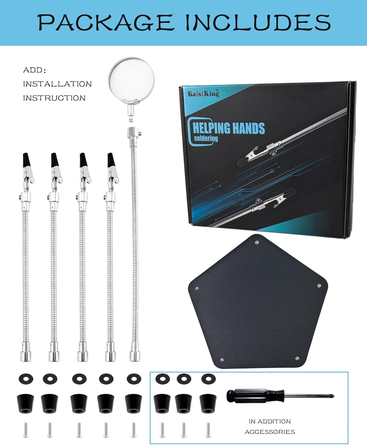 UKLL-Helping Hands Soldering Station Kit • Magnifying Glass • 4 ...