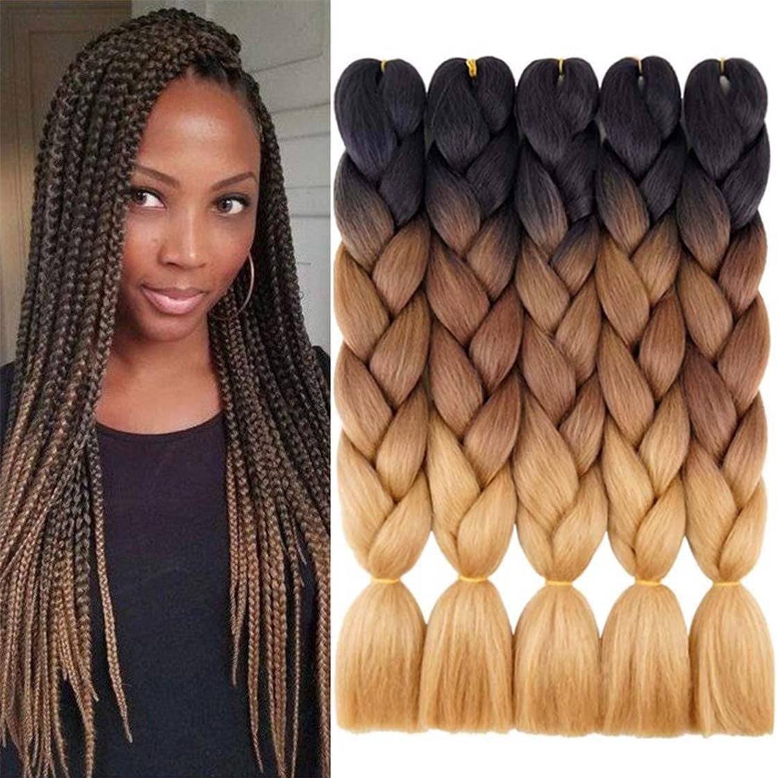UKLL-Jumbo Braiding Hair Extensions Braiding Hair Pre Stretched Afro 24 ...