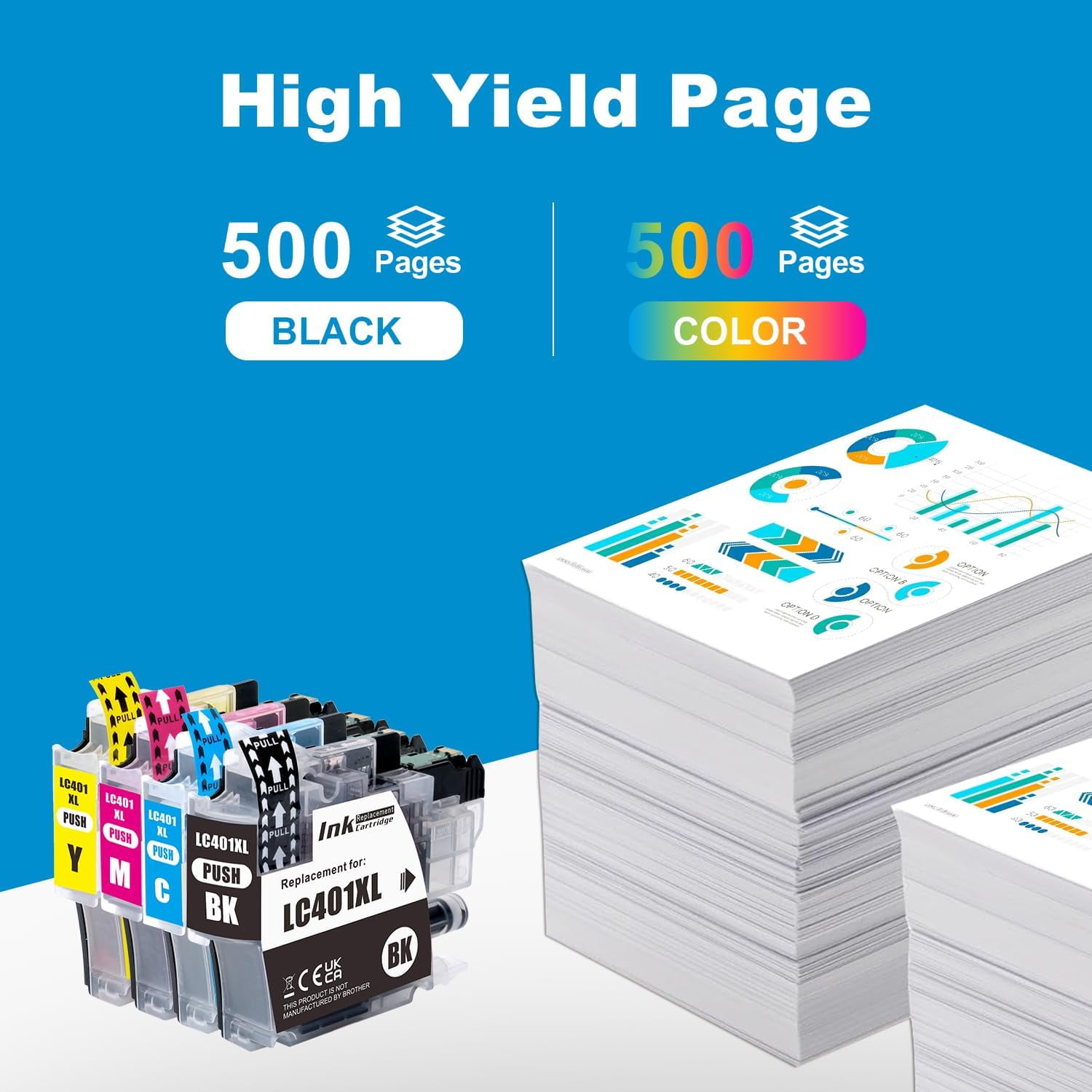 UKLL-LC401XL Ink Cartridges High Yield Replacement for Brother LC 401XL ...