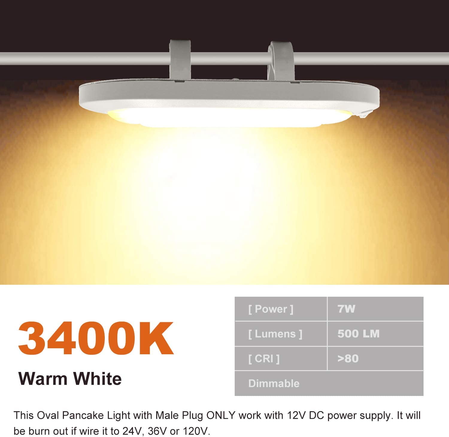 UKLL-LED 12V Bright Pancake Light with Pop Up Male Plug and Holding ...