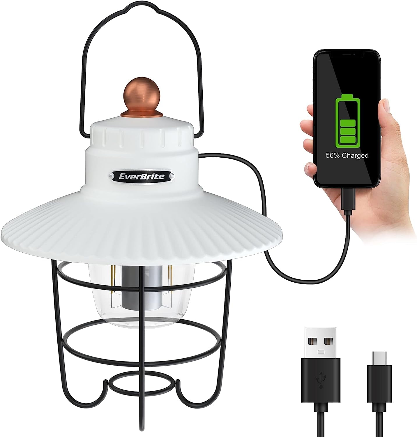 UKLL-LED Camping Lantern, USB C Rechargeable Lantern with 3 Light Modes ...