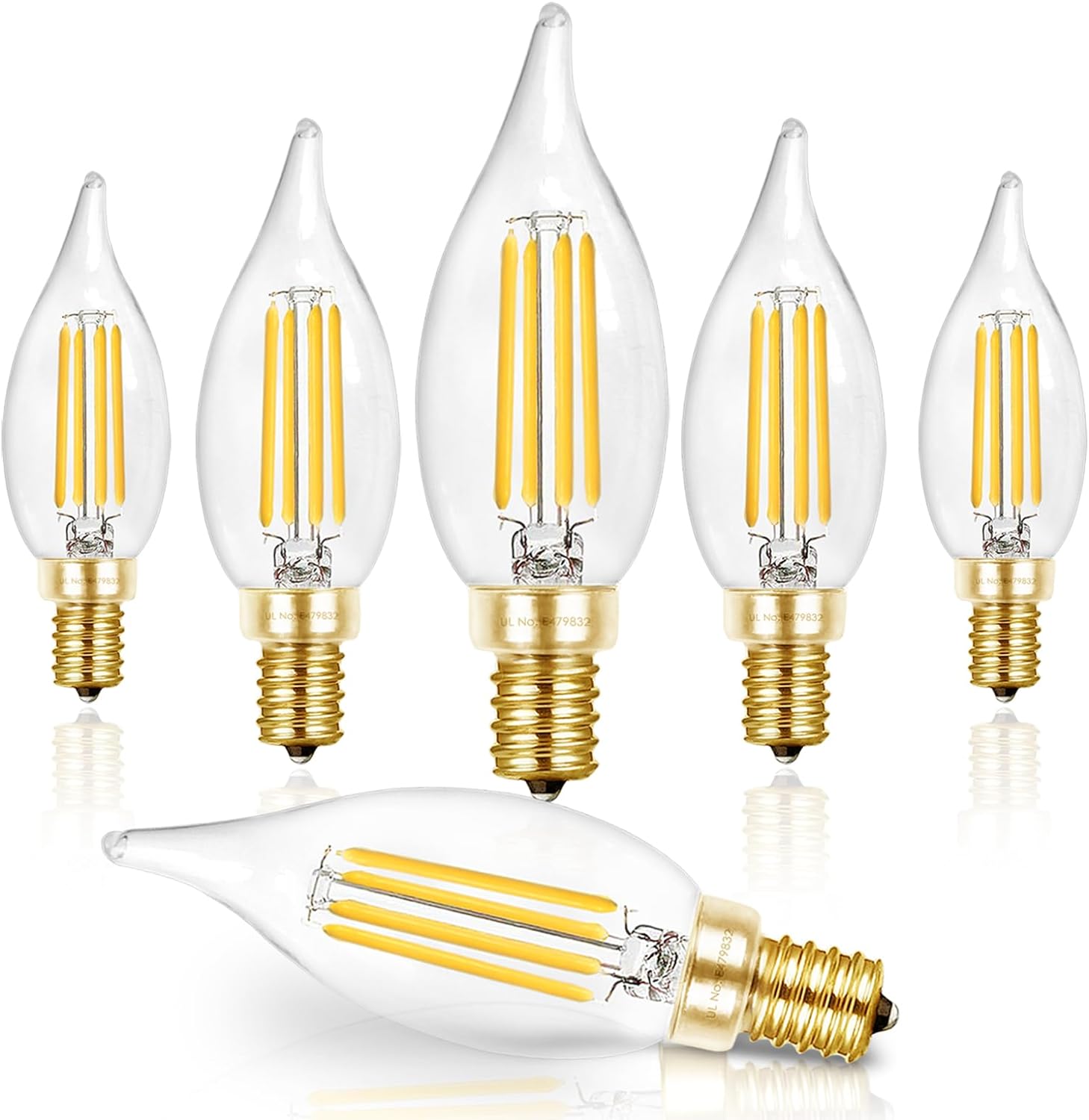 UKLL-LED Candelabra Bulbs 60 watt Equivalent 5000K Daylight White, Dimmable E12 Bulb Candelabra ...