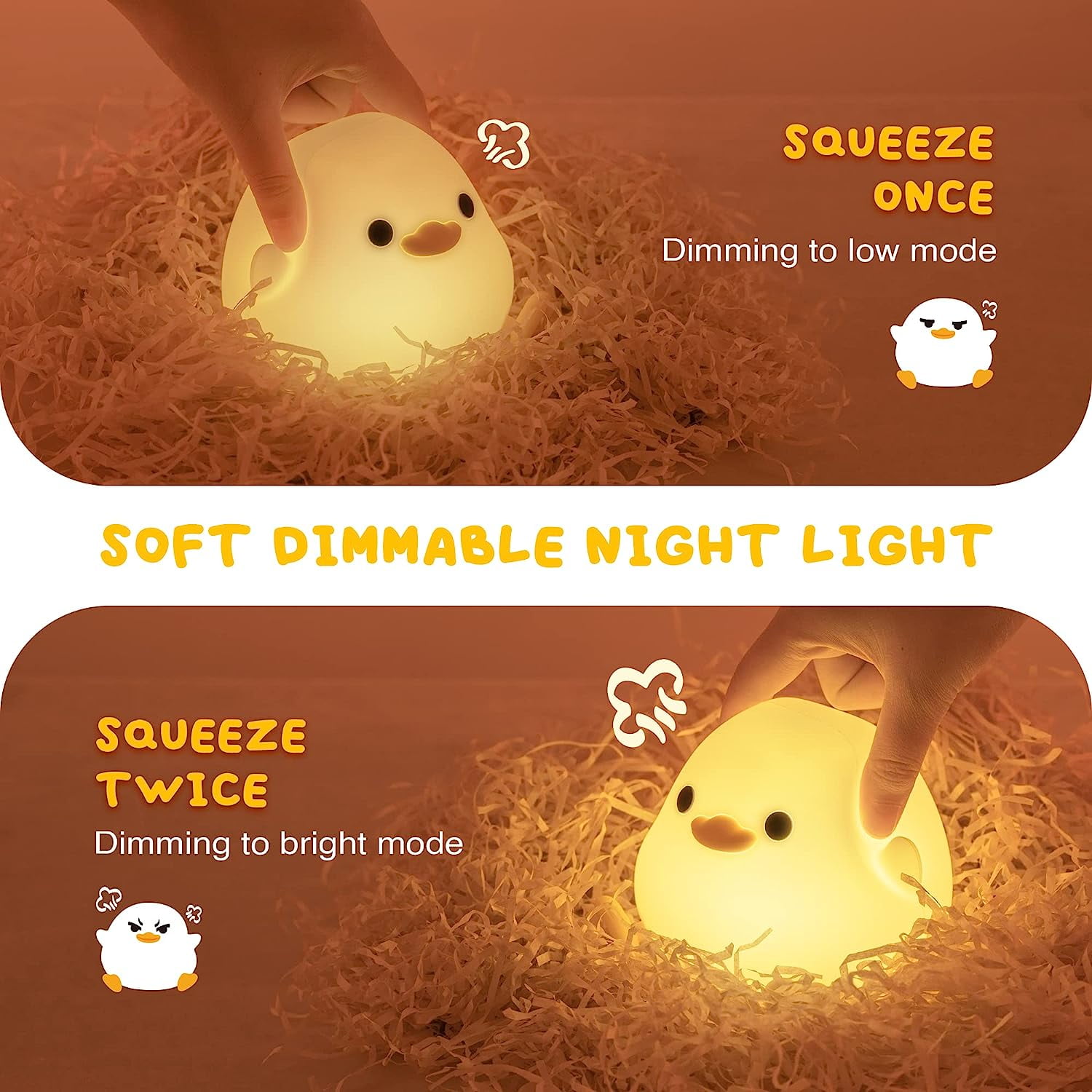 UKLL-LED Cute Bean Duck Night Light, DoDo Duck Silicone Nursery Night ...