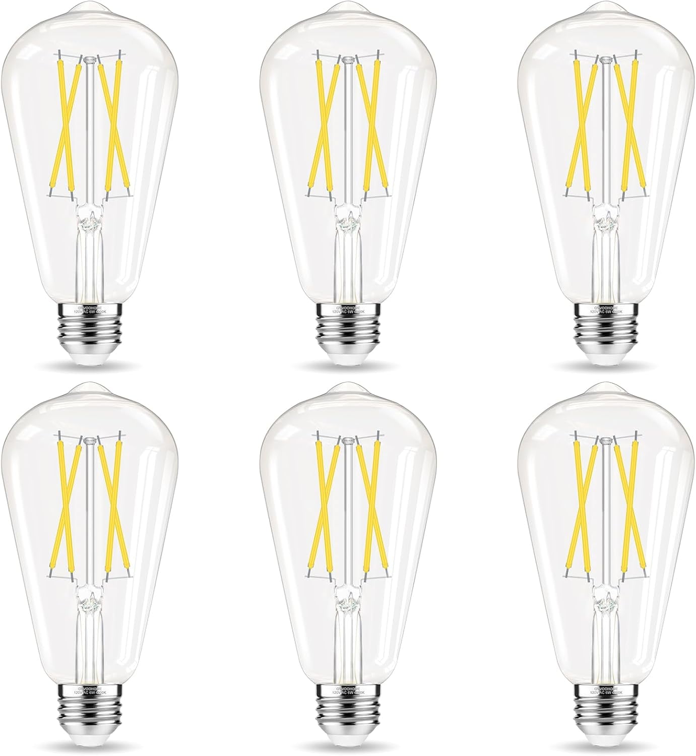 UKLL-LED Edison Bulbs, E26 Bulb 60 watt Non-Dimmable, Cool White 4000K ...