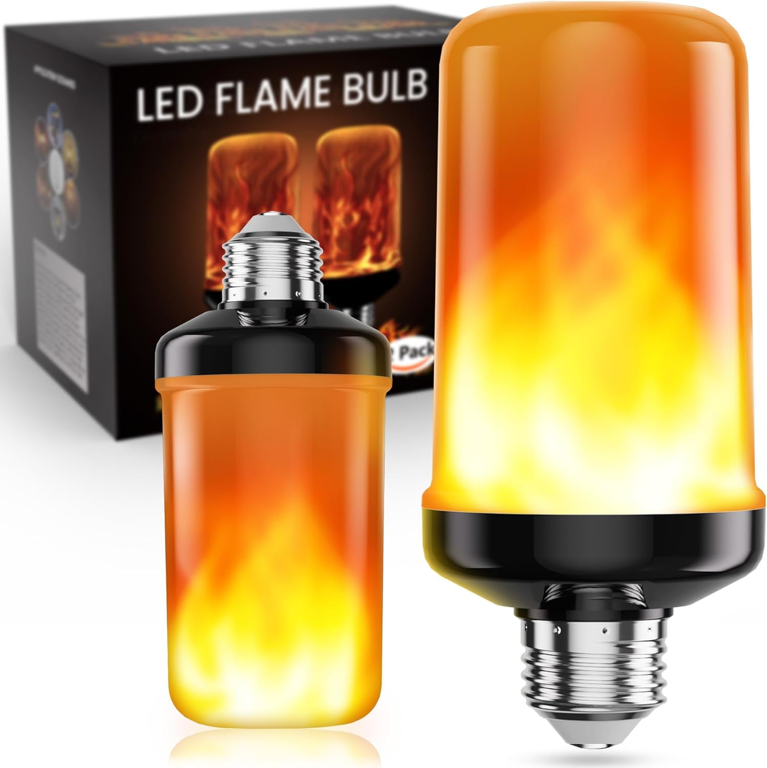 UKLL-LED Flame Light Bulbs, 4 Modes Fire Flickering Light Bulbs, E26 ...