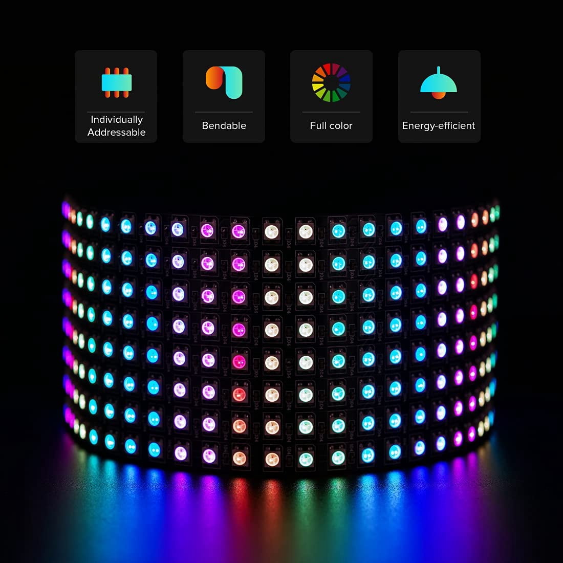 UKLL-LED Matrix WS2812B Panel RGB 5050SMD 8x32 256 Pixels Digital ...