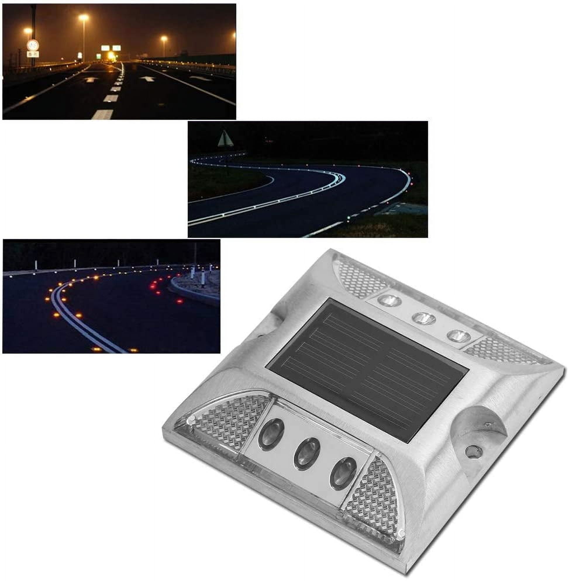 UKLL-LED Road Reflector,Solar Power Ground Marker Lights,Waterproof ...