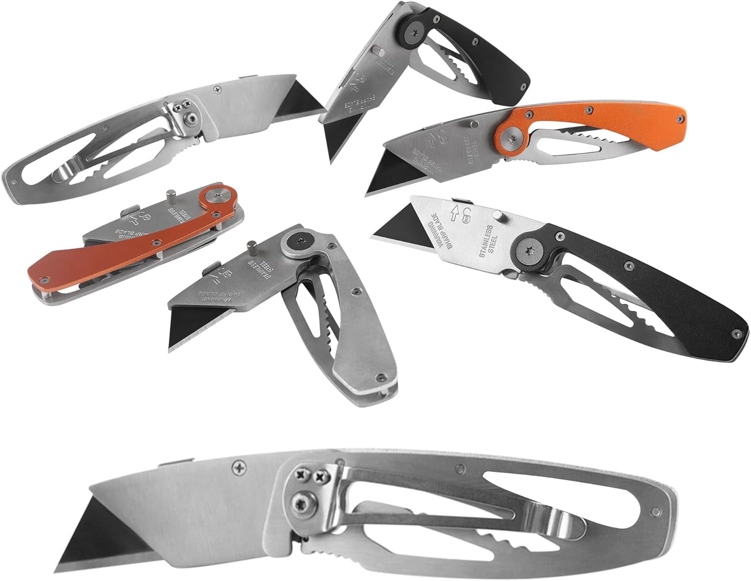 UKLL-LICHAMP 6-Pack Utility Knife, Box Cutter with Belt Clip, Folding ...