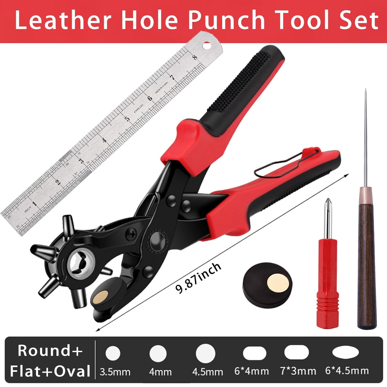 UKLL-Leather Hole Punch Set, Professional Revolving Punch Plier Kit ...