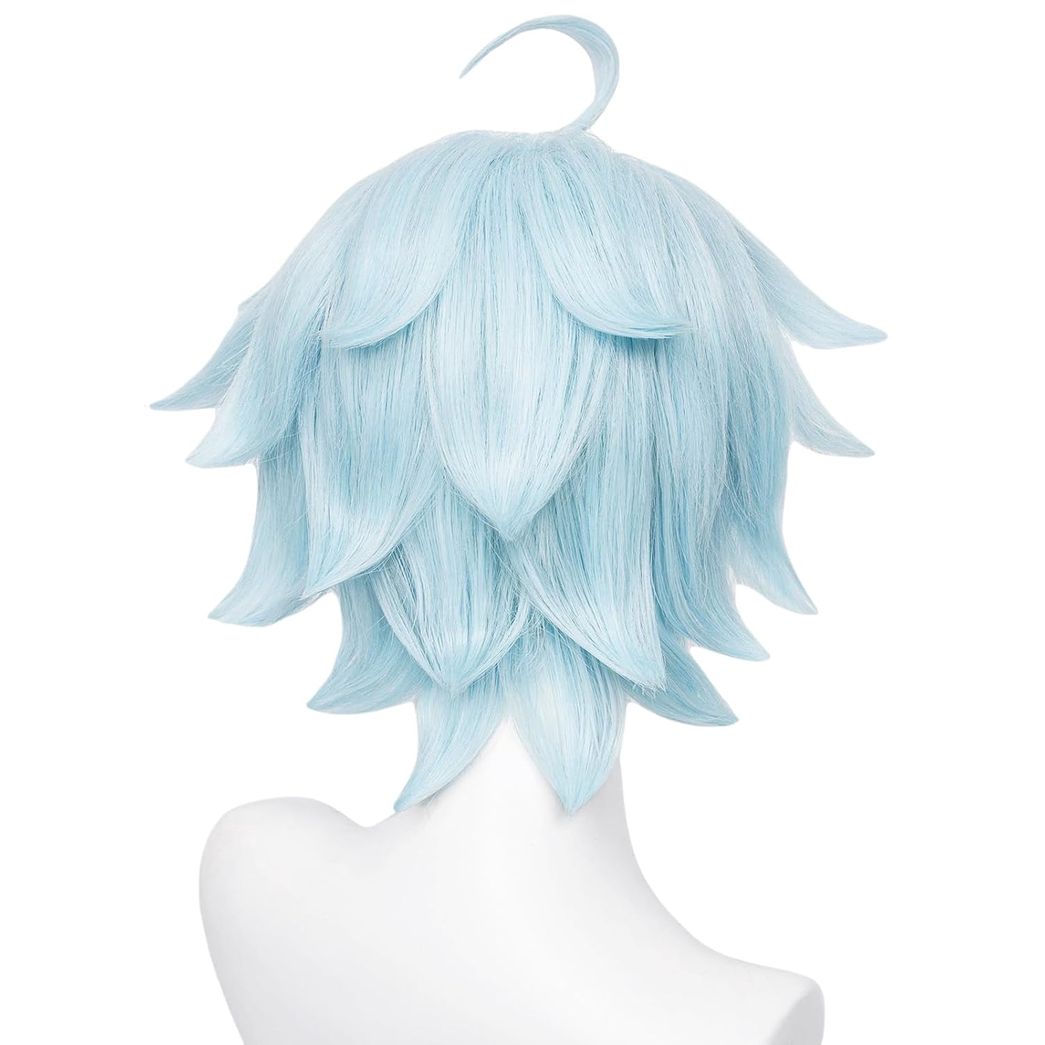 UKLL-Light Blue Spiky Wig for Chongyun Cosplay Unisex Anime Short ...