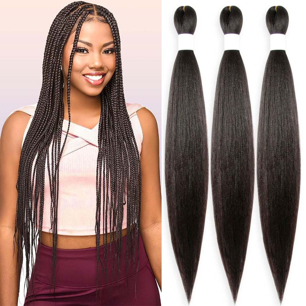 UKLL-Light Brwon Braiding Hair 24 Inch Pre Stretched Hair Color 4 Long ...