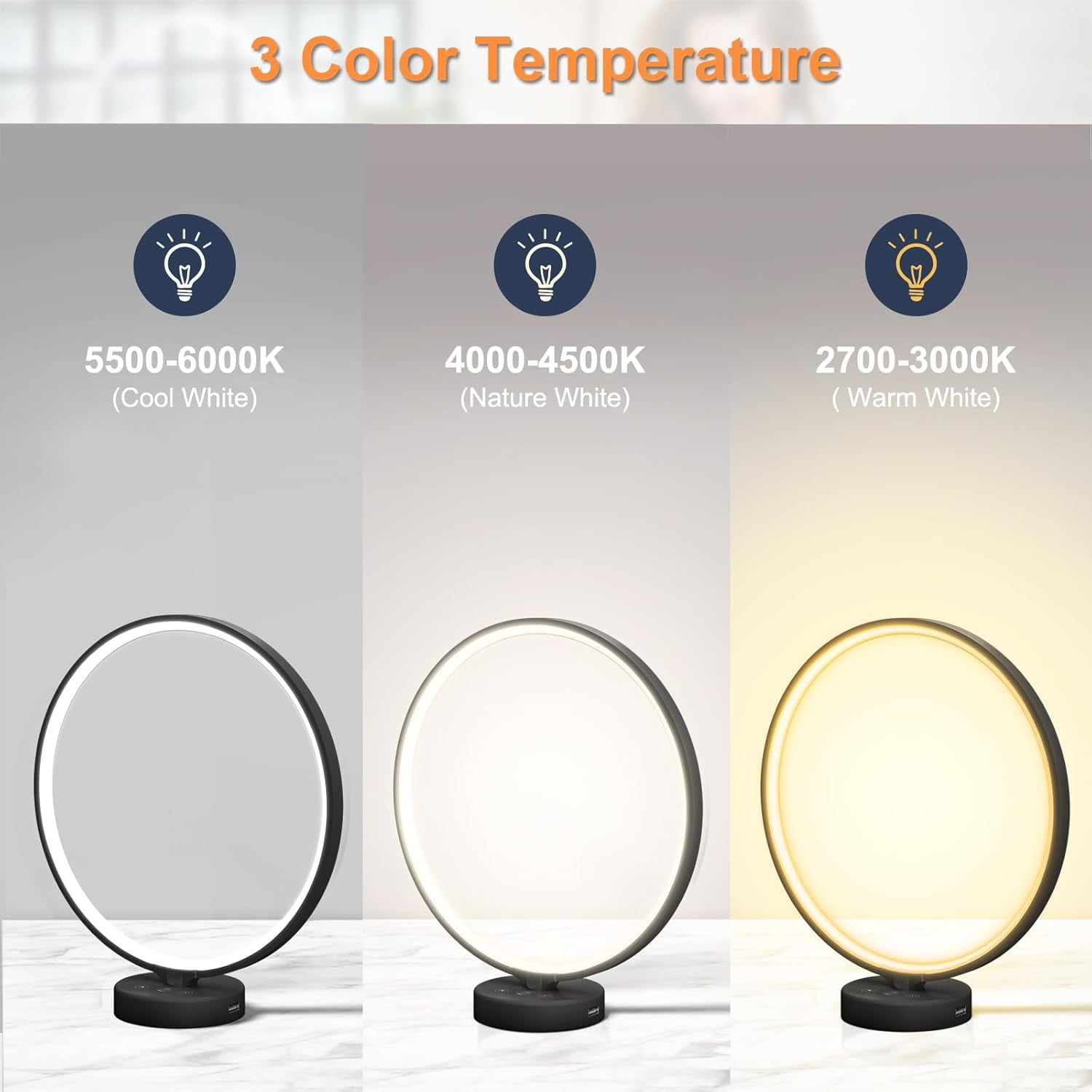 UKLL-Light Therapy Lamp,Sun Lamp 10000 Lux with 3 Color Temperatures ...
