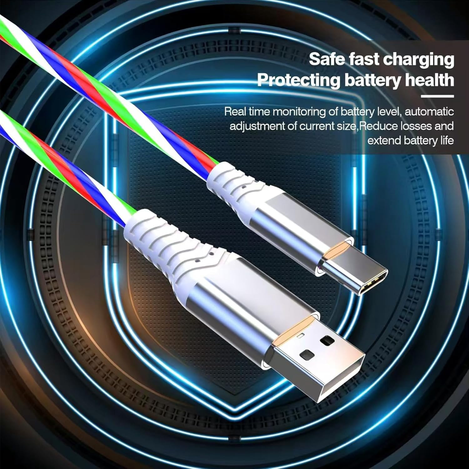 UKLL-Light Up USB C Charging Cord 3A LED Light Up Type C Fast Charger ...