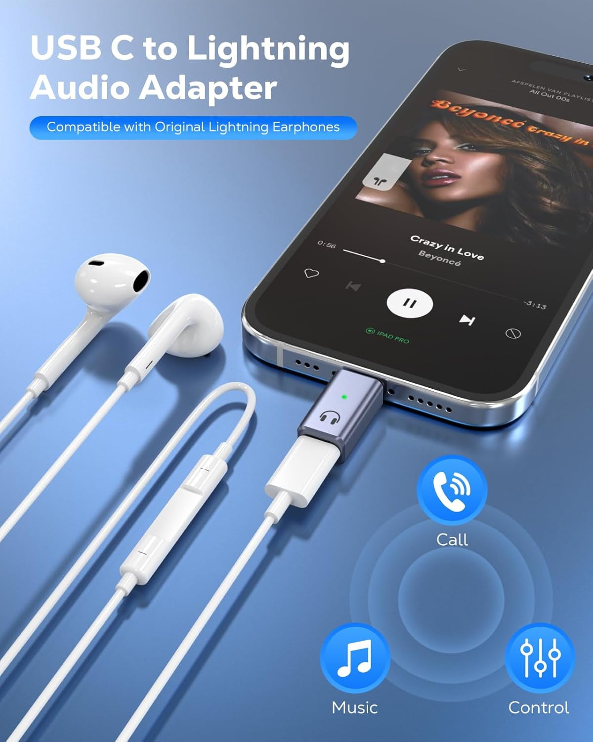 UKLL-Lightning to USB C Audio Adapter Support Line Control, USB C Male ...