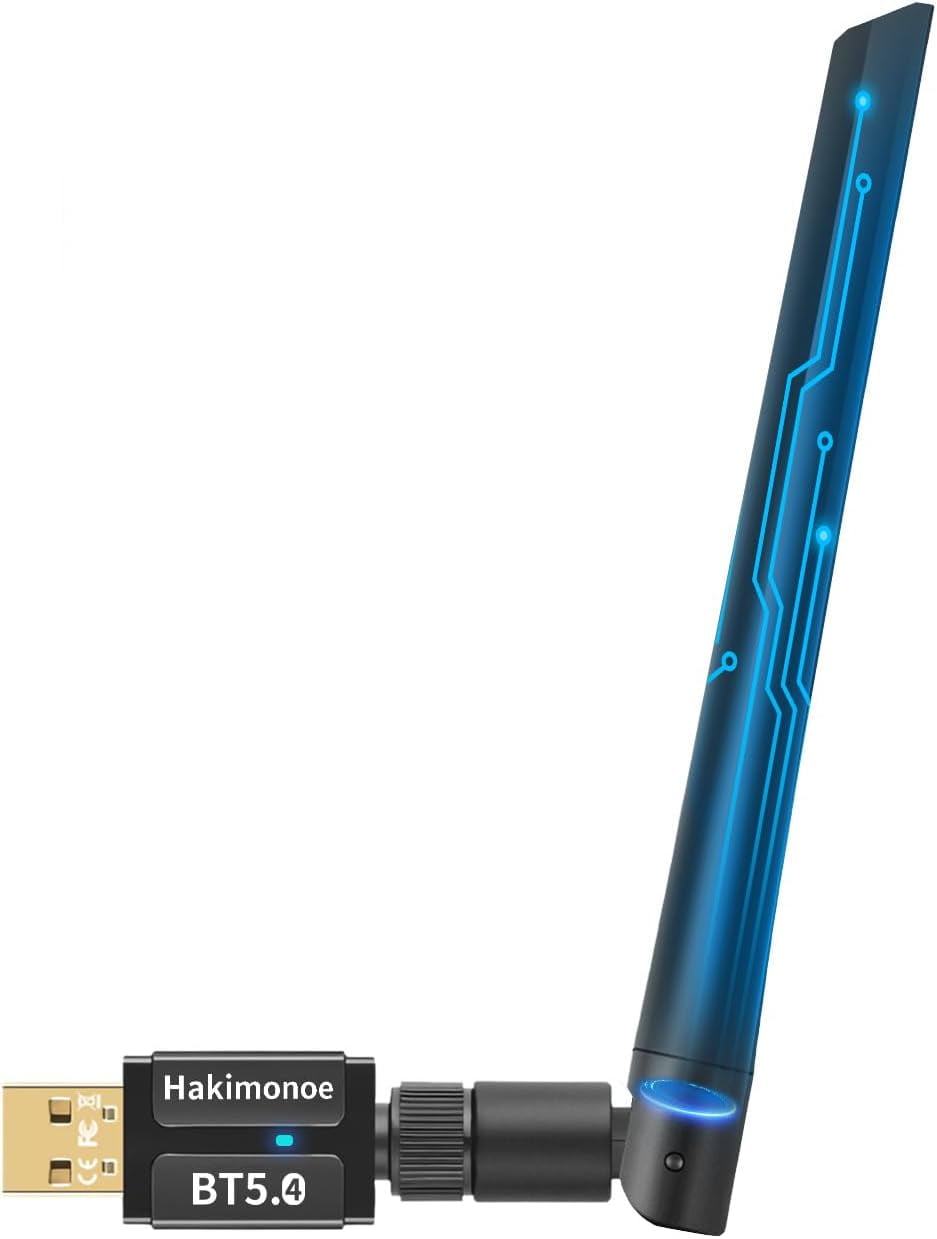 UKLL-Long Range Bluetooth 5.4 Adapter for PC, Wireless USB Dongle w/ 5dBi Antenna for Laptop ...