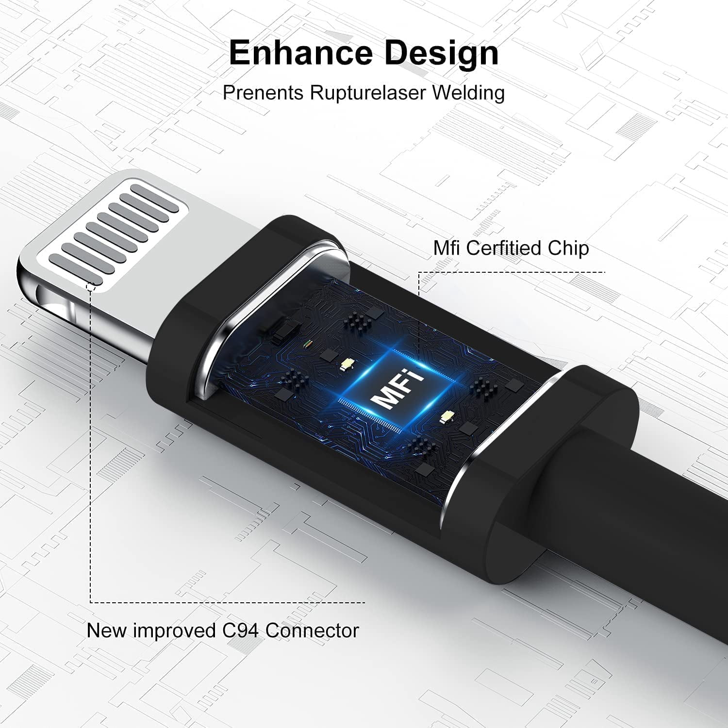UKLL-Long iPhone 12 13 14 Fast Charger Cable 10ft,[Apple MFi Certified ...