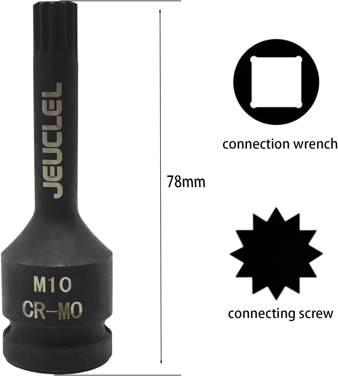 UKLL-M10 Triple Square Impact Spline Bit Socket, 10mm Metric 1/2-Inch ...