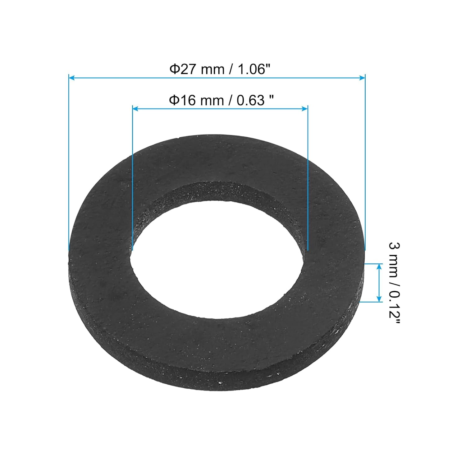 UKLL-M16 Rubber Flat Washer, 16 Pack 16mm ID 27mm OD 3mm Thick Sealing ...