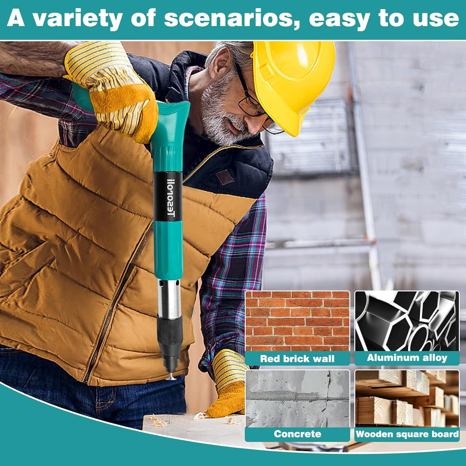 UKLL-Manual Concrete Gun Kit, 3 Speed Adjustable Steel Wall Nail Gun ...