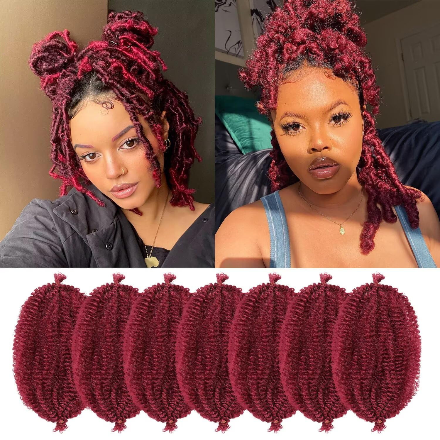 UKLL-Marley Hair 10 Inch 7 Packs Red Marley Twist Braiding Hair for ...