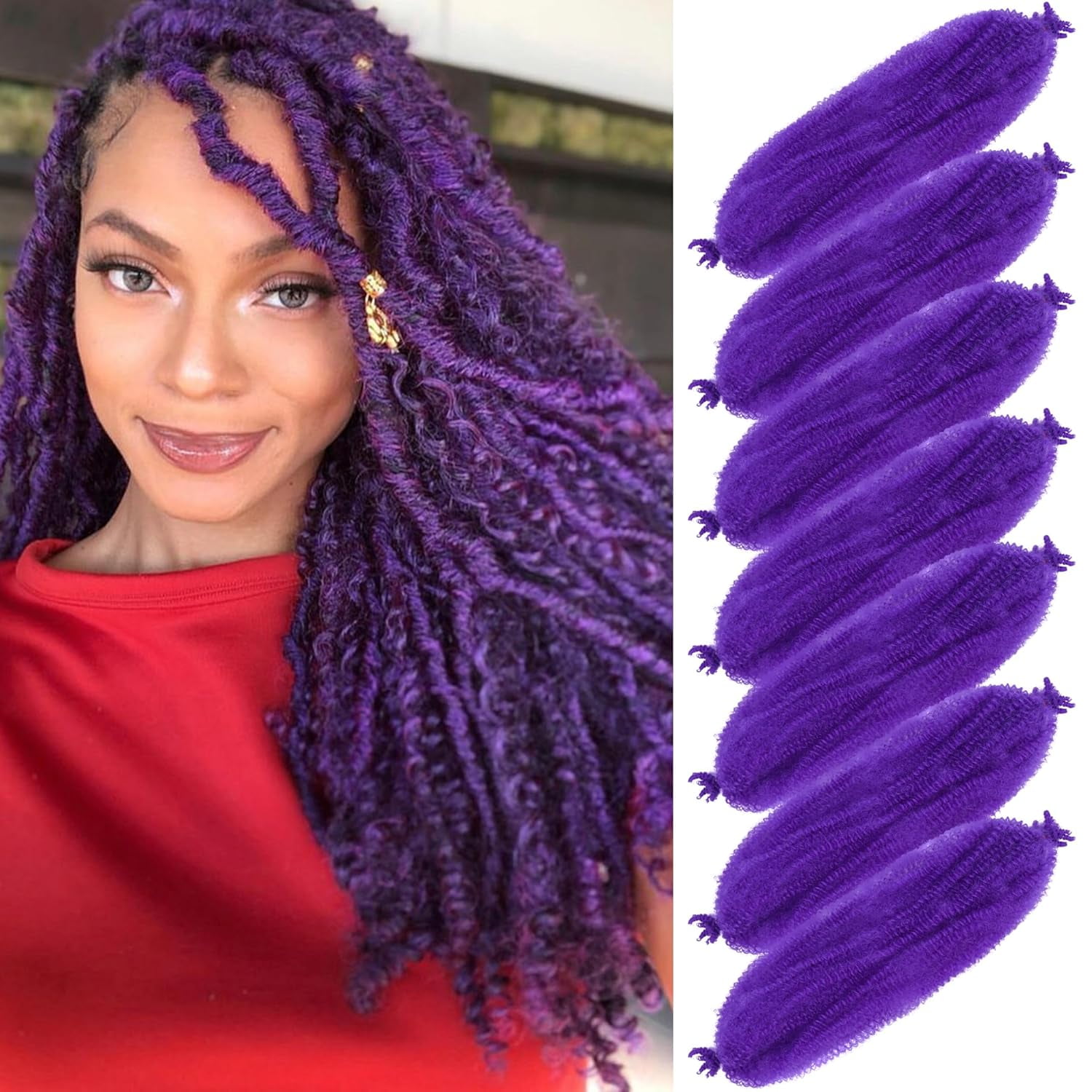 UKLL-Marley Hair 16 Inch 7 Packs Pre Separated Springy Afro Twist Hair ...