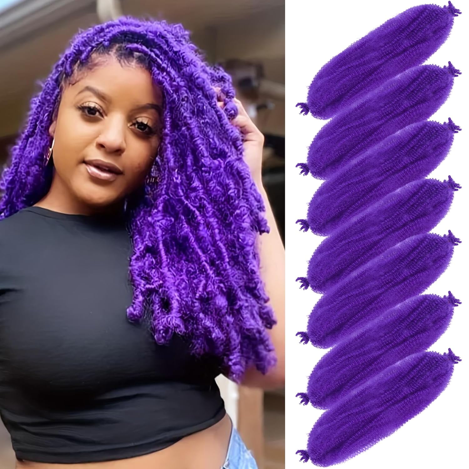 UKLL-Marley Hair 18 Inch 7 Packs Pre Separated Springy Afro Twist Hair ...