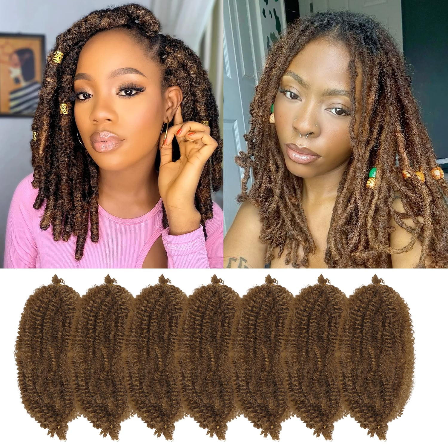UKLL-Marley Twist Braiding Hair 12 Inch 7 Packs Brown Spring Twist Hair ...