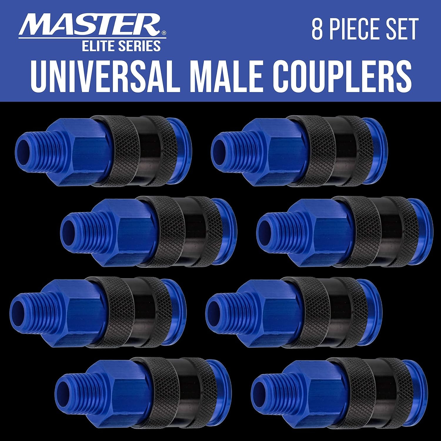 UKLL-Master Elite Series 8 Piece Universal Air Hose Quick Push Connect ...