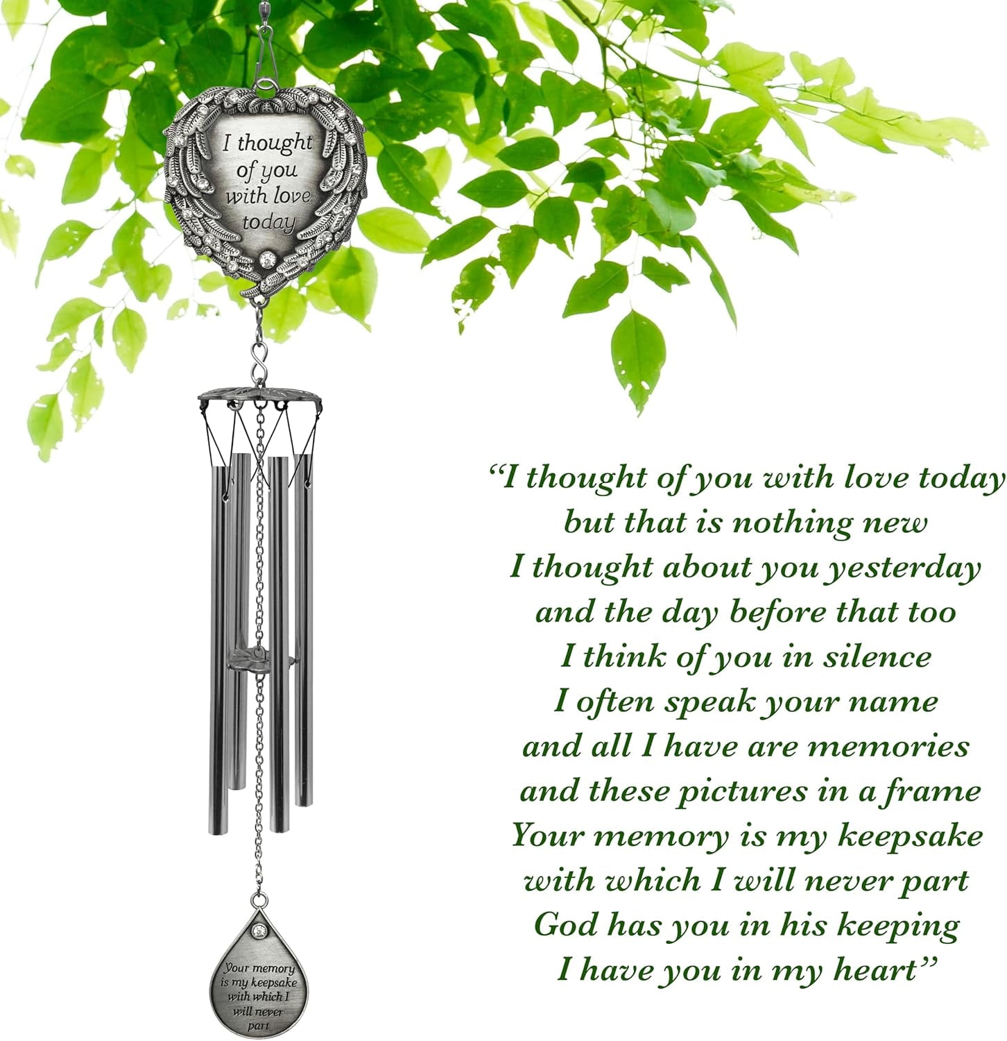 UKLL-Memorial Windchimes - I Thought of You with Love Today Poem ...