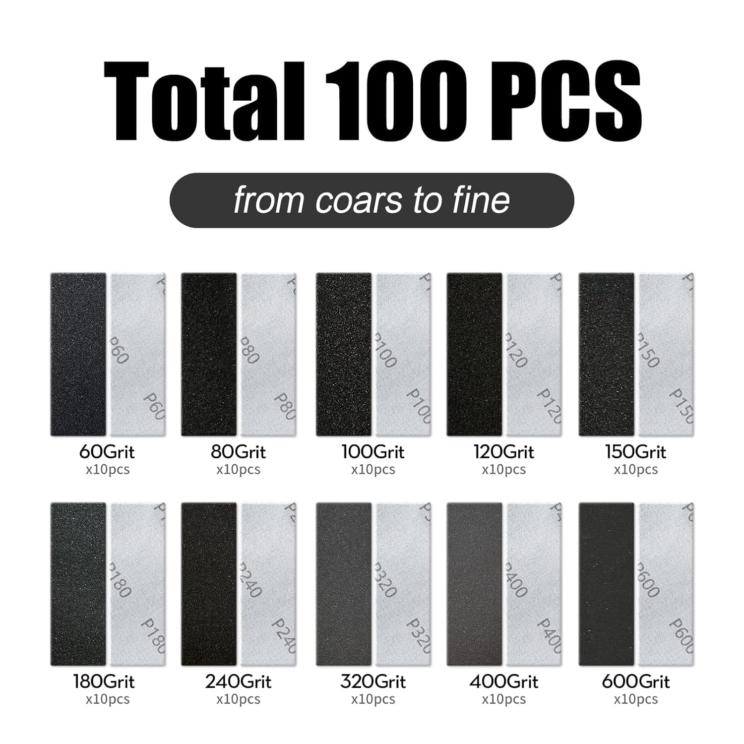 UKLL-Micro Sander Tool Kit with 100 Piece Detail Finger Sander 3.5” x 1 ...