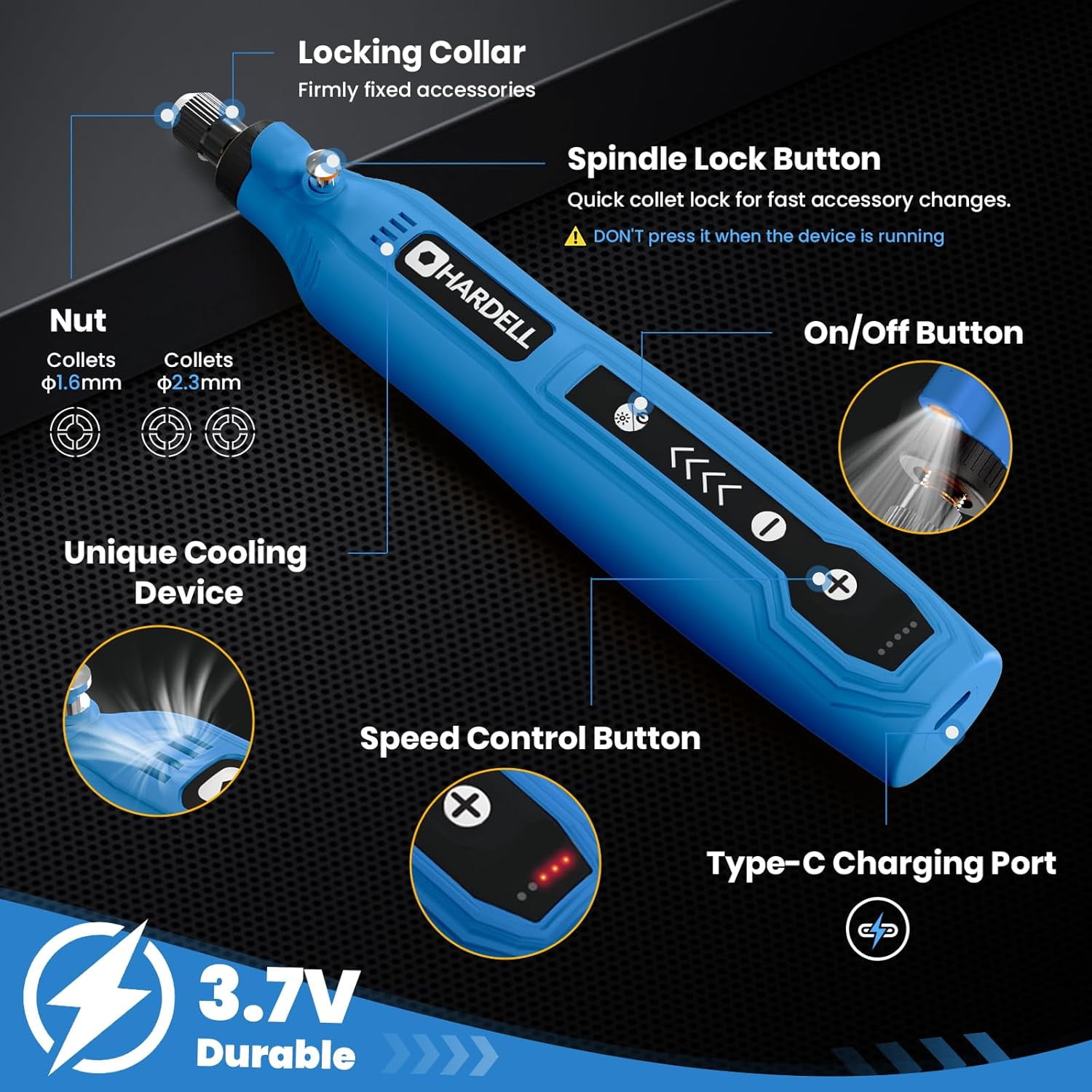 UKLL-Mini Cordless Rotary Tool, 5-Speed with 129 Accessories, USB ...