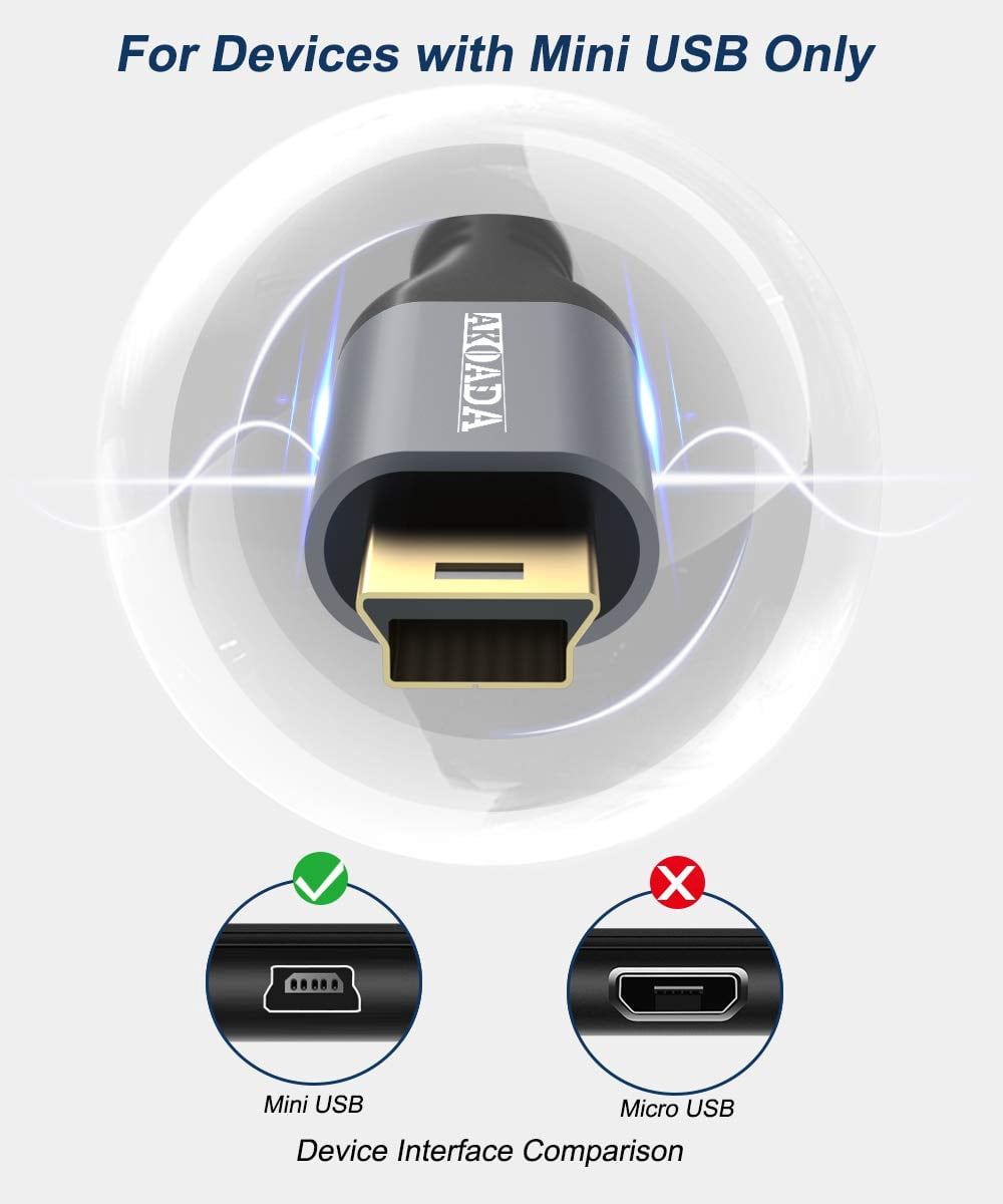 UKLL-Mini USB Cable [10FT 2 Pack], USB 2.0 Type A to Mini B Cable ...