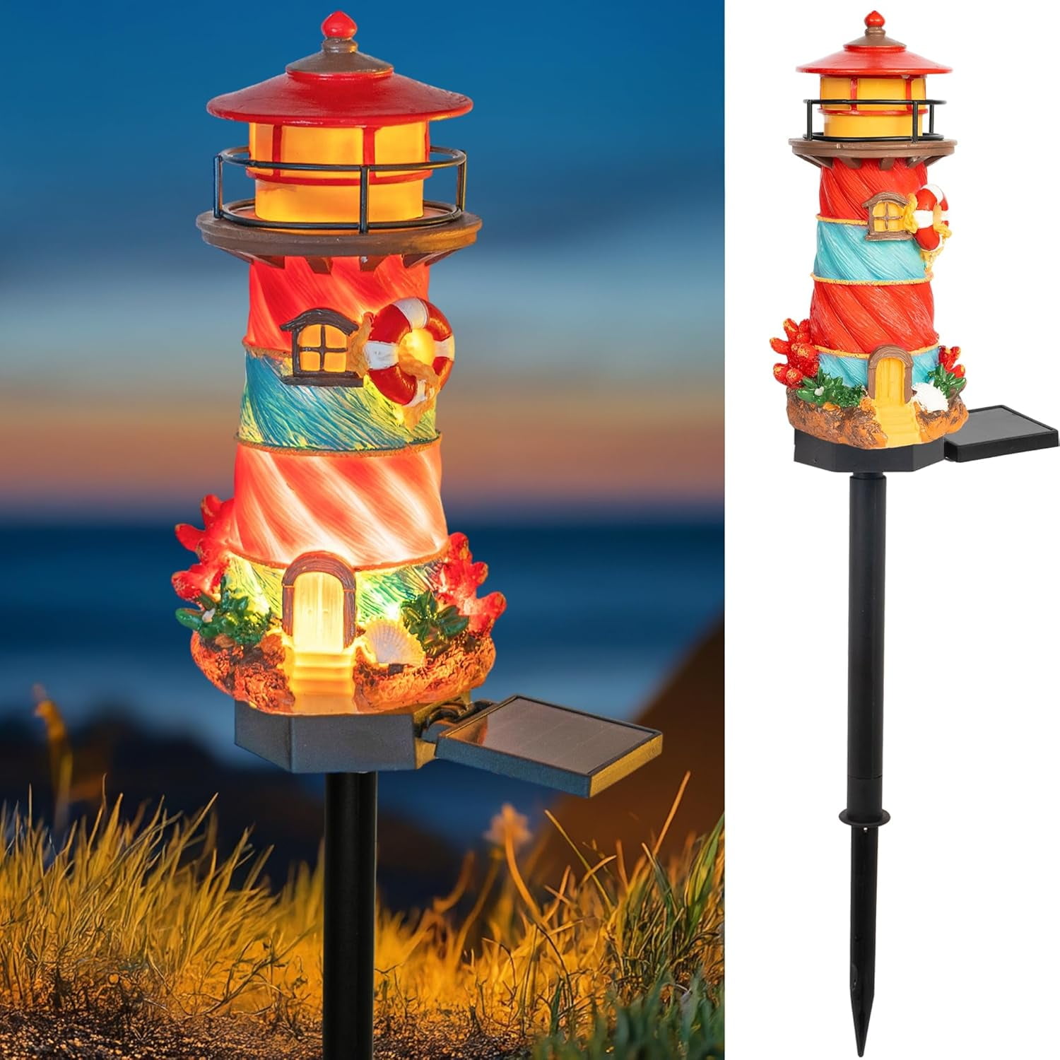 UKLL-Miniature Lighthouse Pathway Decorative Lights, Solar Lights ...