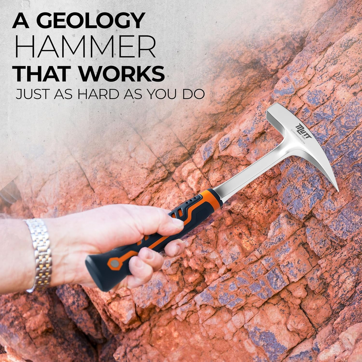 UKLL-Mutt Tools Geologist Rock Pick Hammer – Heavy Duty 22oz Head Weight Rock Hammer Geology ...