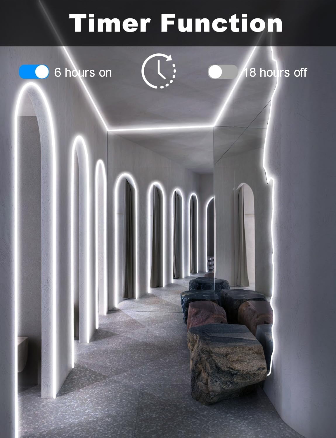 UKLL-Neon Rope Lights 33Ft, 1200 LED Neon Rope Lights with Timer ...