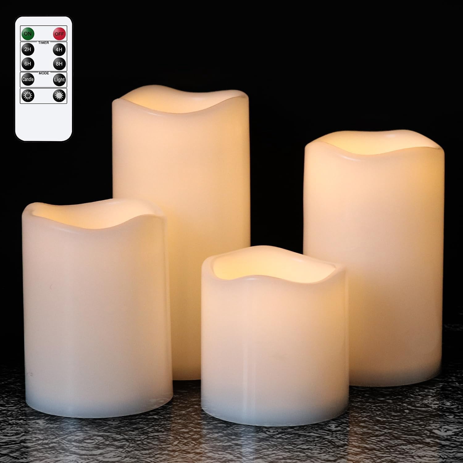 UKLL-Outdoor Waterproof Flameless Flickering LED Pillar Candles with 10 ...