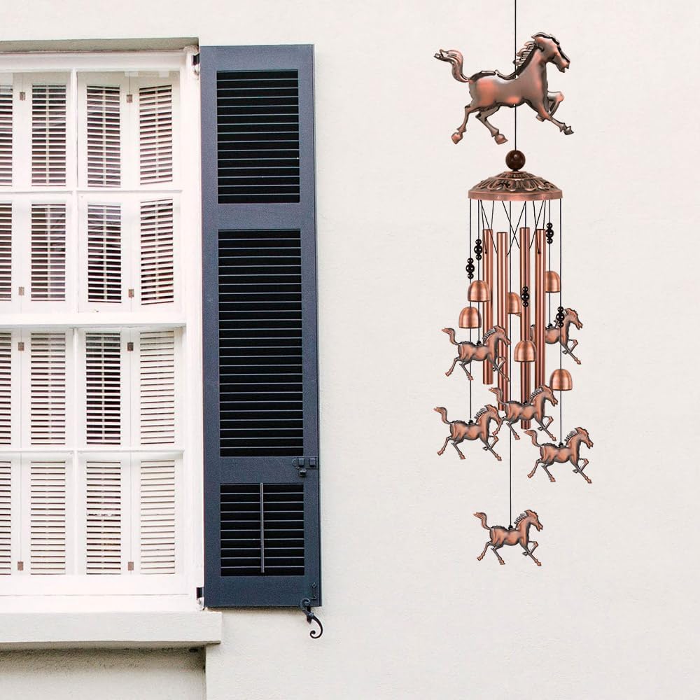 UKLL-Outdoor Wind Chimes Decor, Mobile Wind Chime, Wind Bell, 7 Horses ...