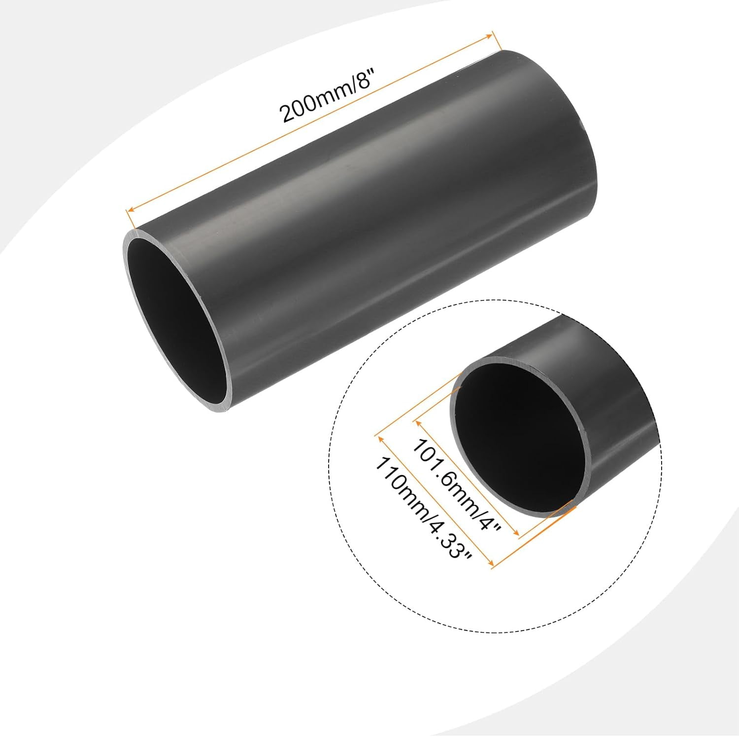 UKLL-PVC Rigid Tube Round Pipe Tubing Hardware Tubing 101.6mm ID 110mm ...