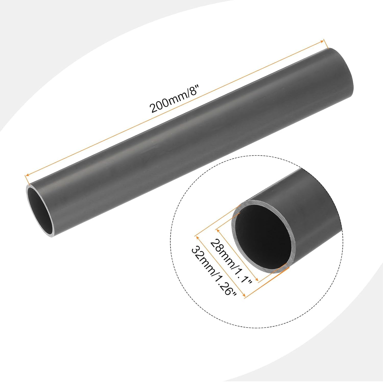 UKLL-PVC Rigid Tube Round Pipe Tubing Hardware Tubing 28mm ID 32mm OD ...