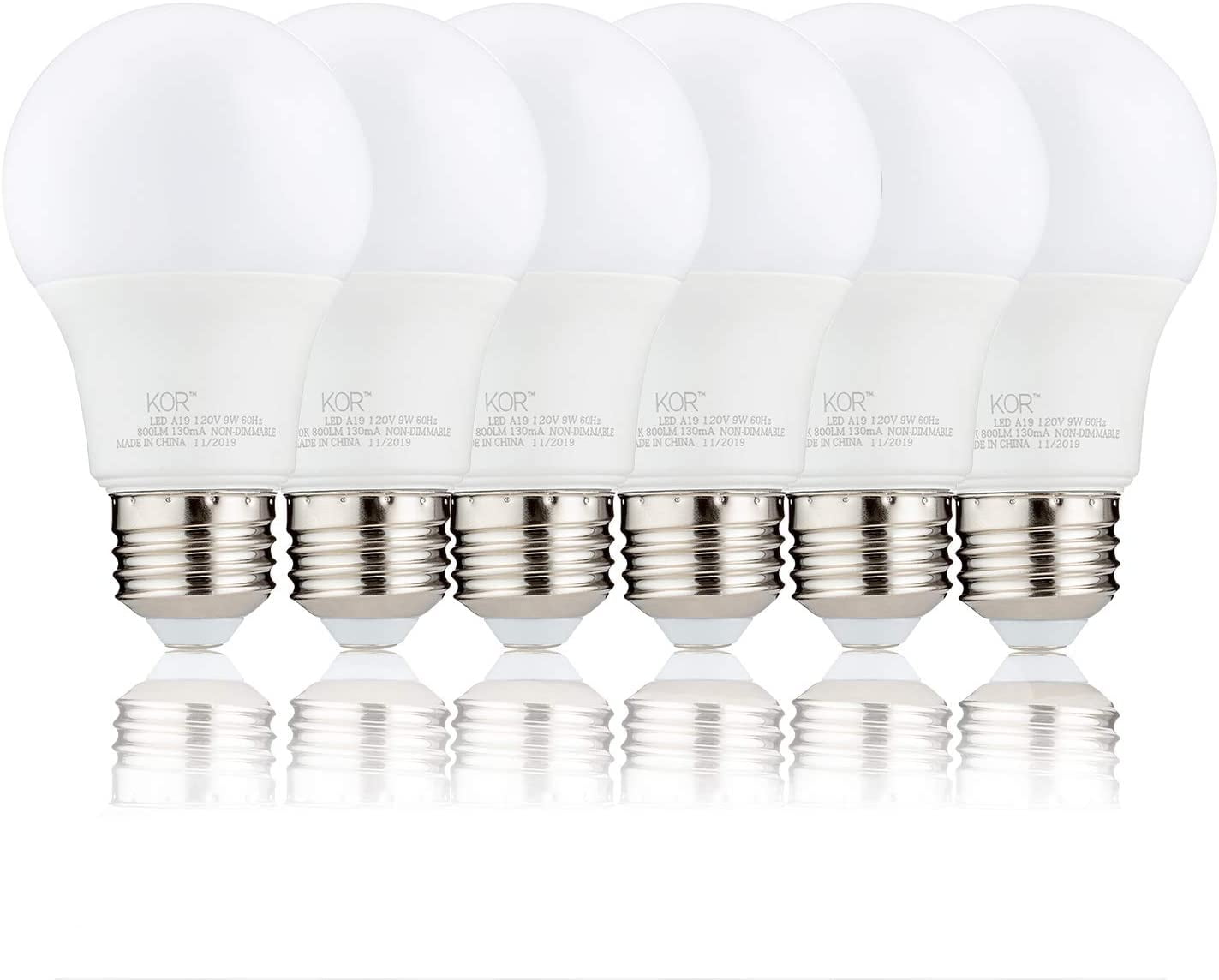 UKLL-(Pack of 6 9W LED A19 Light Bulb \u2013 (60W Equivalent), UL ...