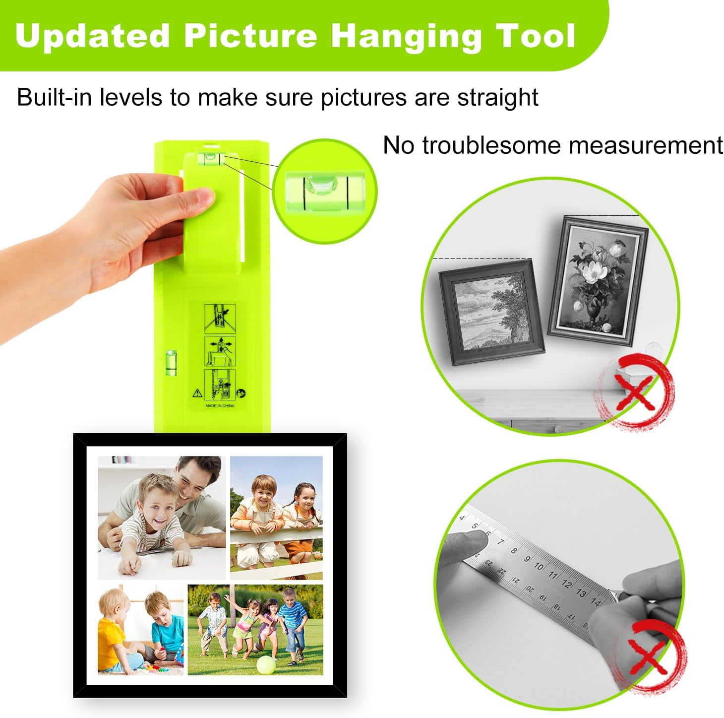 UKLL-Picture Hanging Tool with Level and Position Nail, Quick Hang and ...