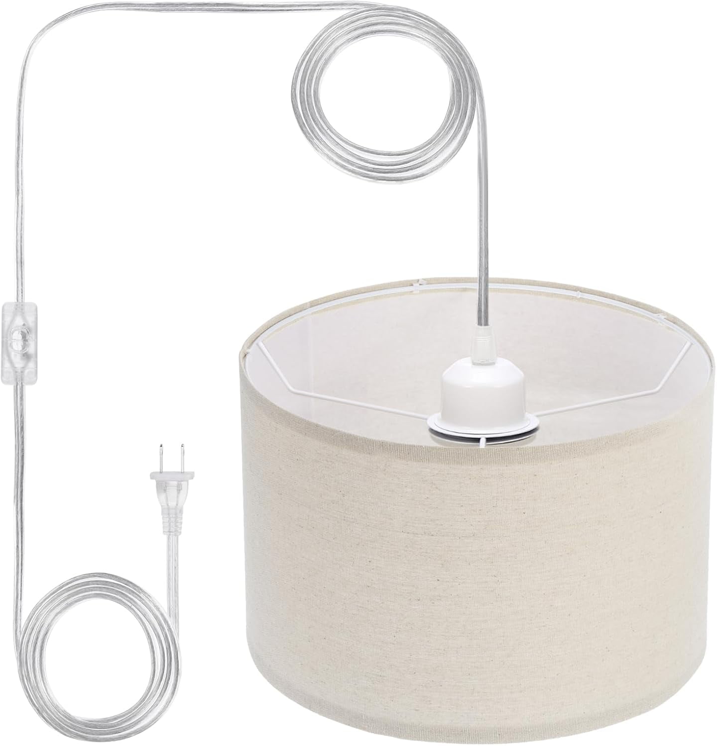 UKLL-Plug in Pendant Light, 15Ft Rope Cord Hanging Lamp Fixture with ON ...