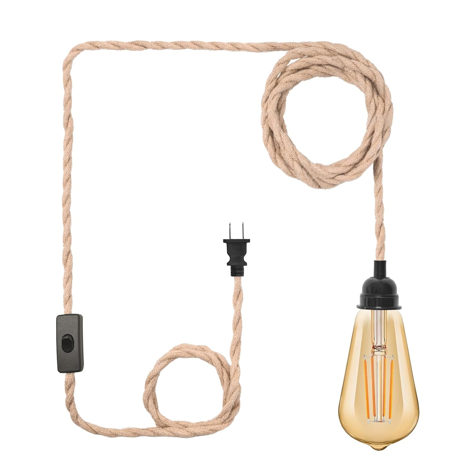 UKLL-Plug in Pendant Light Cord, Industrial Hanging Light Kit with 15FT ...