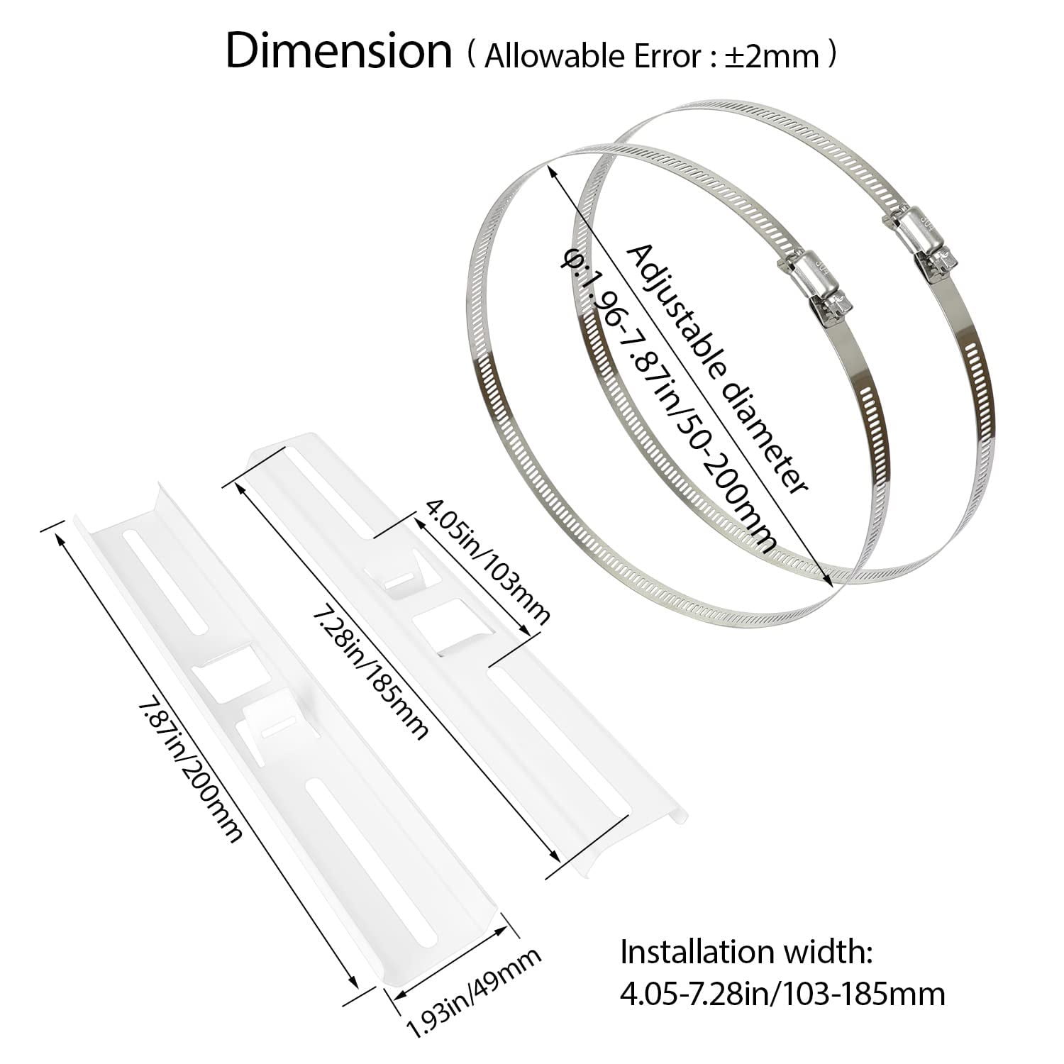UKLL-Pole Mounting Kits, Stainless Steel 200mm Brackets with Adjustable ...