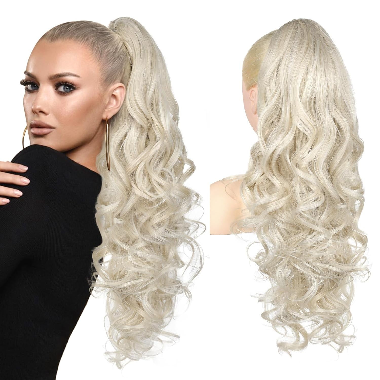 UKLL-Ponytail Extension, 24" Claw Clip in Ponytail Extensions Long ...