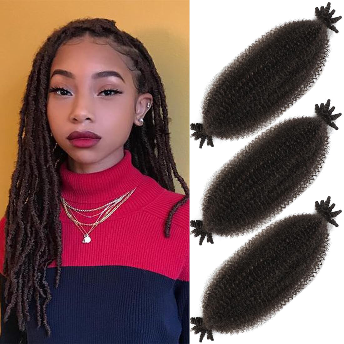 UKLL-Pre-Separated Springy Afro Twist Hair 16 Inch 3 Packs Soft Spring ...