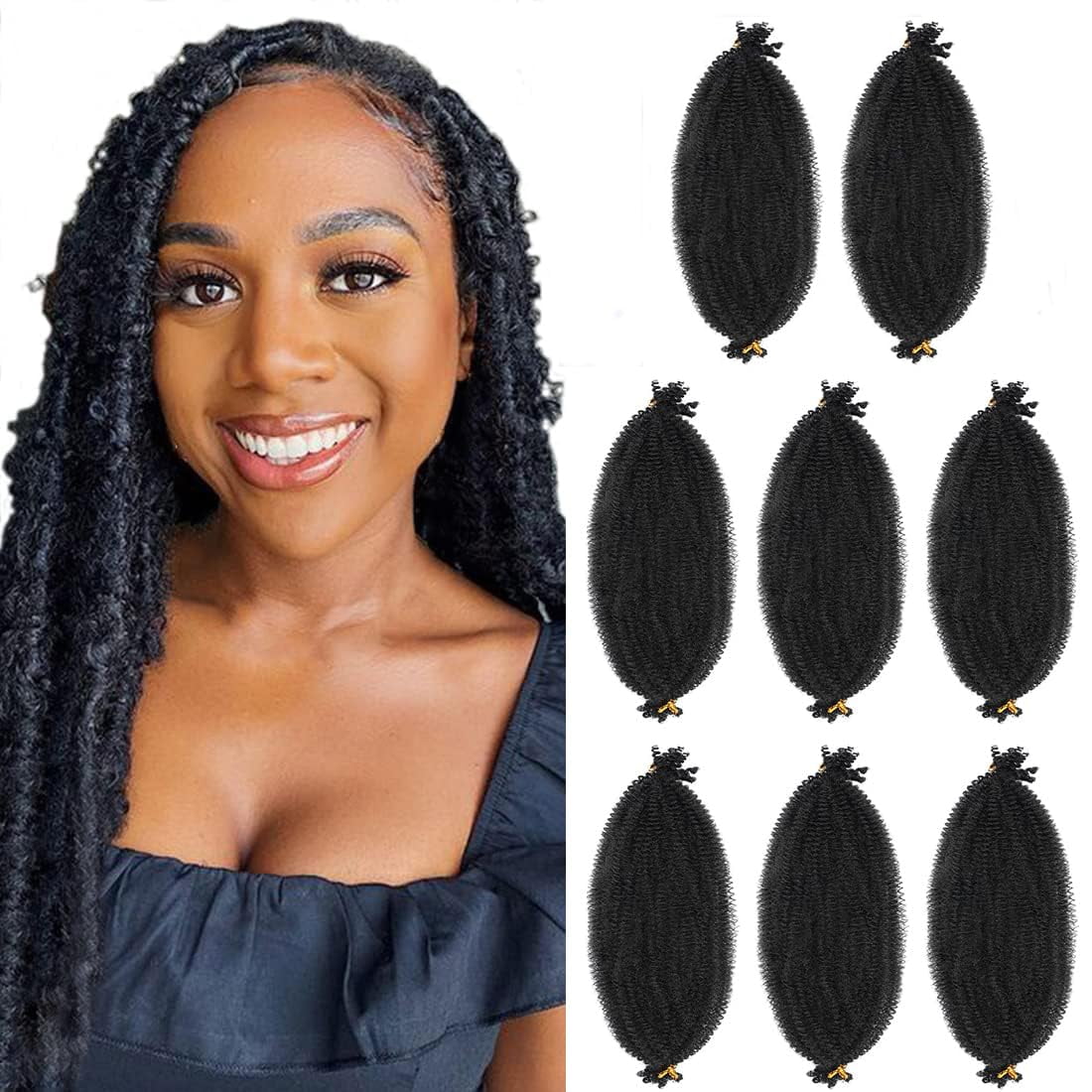 UKLL-Pre-Separated Springy Afro Twist Hair 24 Inch Long 8 Packs Soft ...